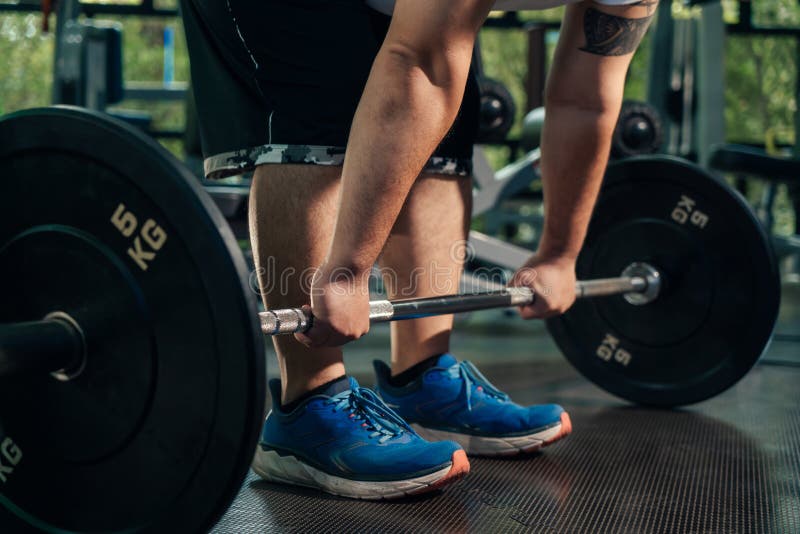 Deadlift Weight Training, Man Plus Size Workout with Barbell Weight ...