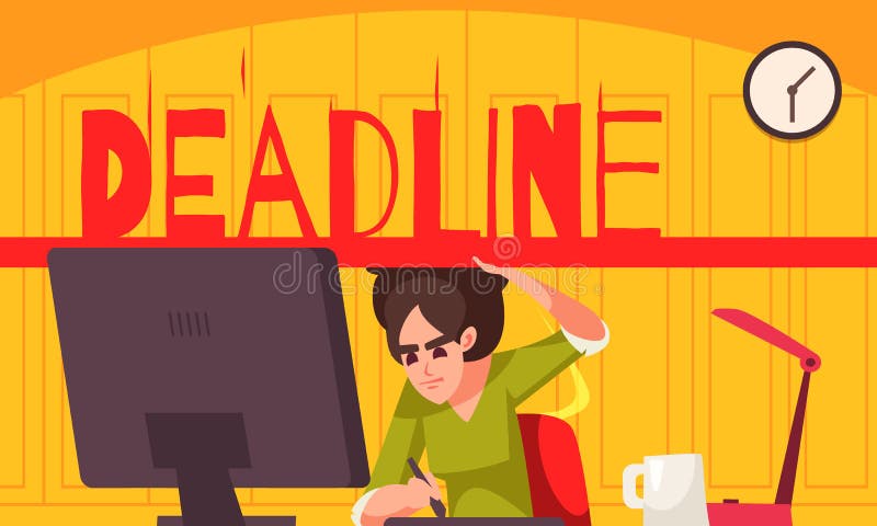 Deadline Cartoon Concept stock vector. Illustration of pressure - 264107920
