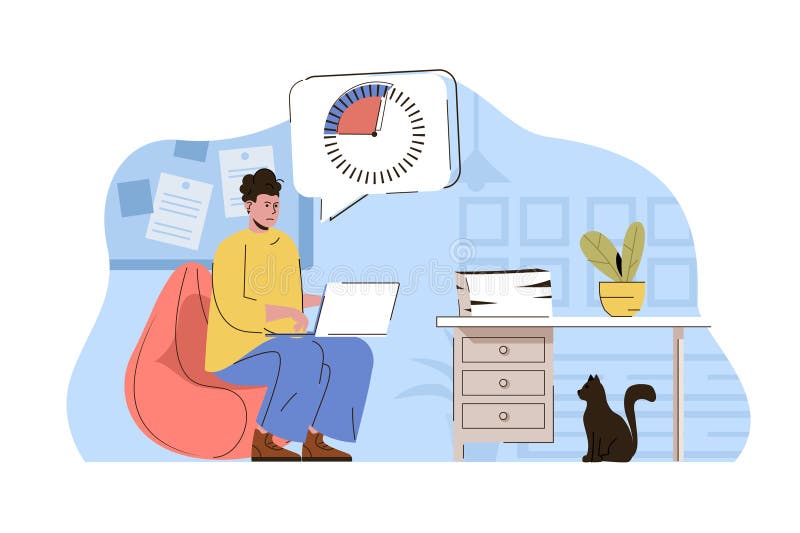 Deadline is Coming Concept. Employee Working and Trying To Complete ...