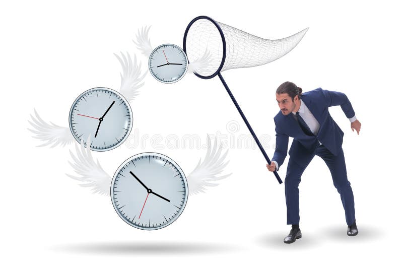 Deadline Concept with Businessman Catching Clocks Stock Image - Image ...