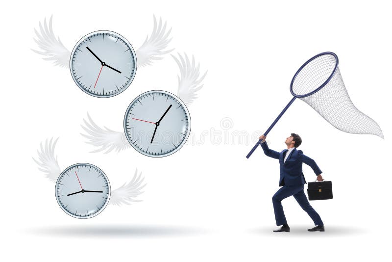 Deadline Concept with Businessman Catching Clocks Stock Photo - Image ...