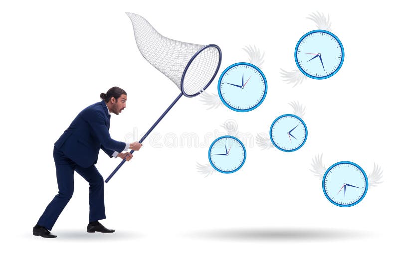 Deadline Concept with Businessman Catching Clocks Stock Photo - Image ...