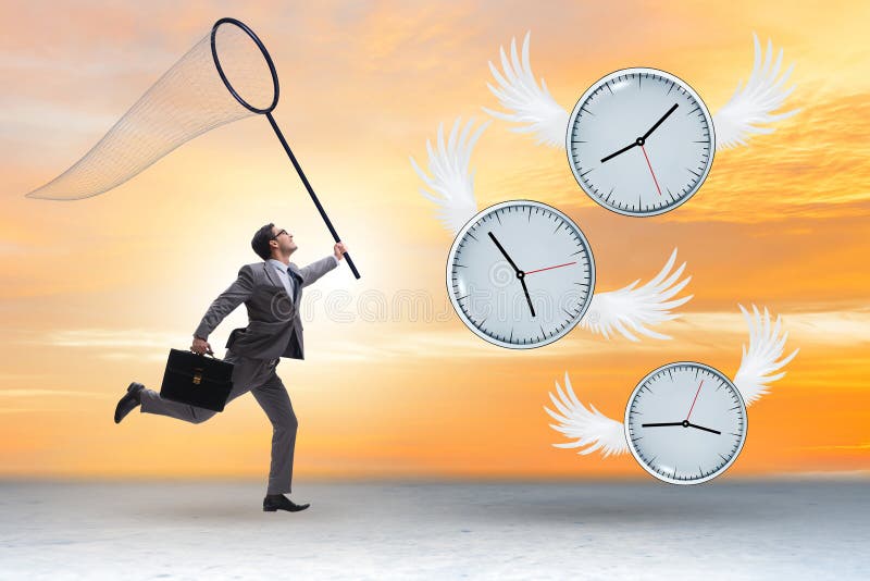Deadline Concept with Businessman Catching Clocks Stock Image - Image ...