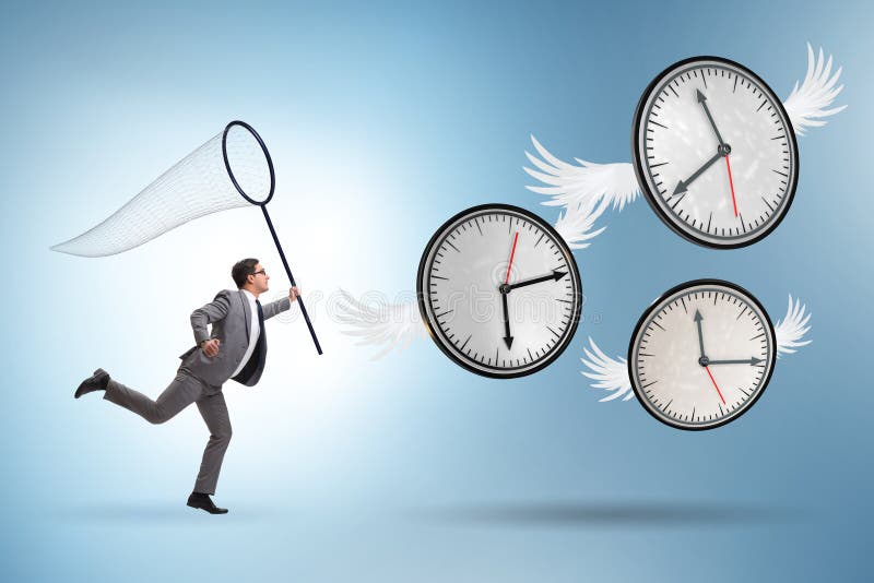 Deadline Concept with Businessman Catching Clocks Stock Image - Image ...