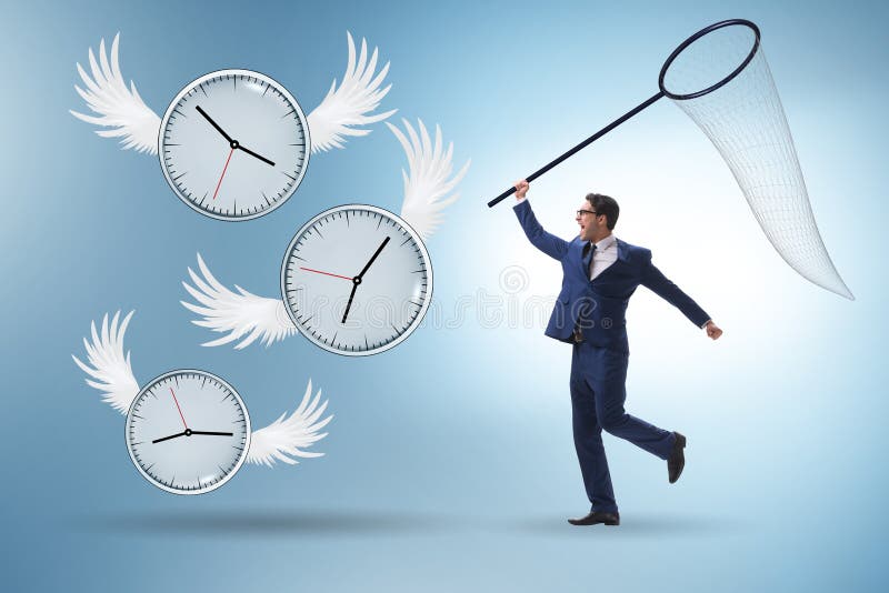 Deadline Concept with Businessman Catching Clocks Stock Image - Image ...