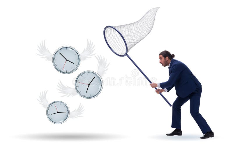Deadline Concept with Businessman Catching Clocks Stock Image - Image ...