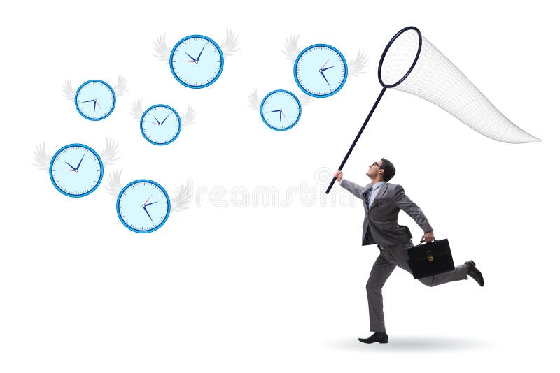 Deadline Concept with Businessman Catching Clocks Stock Photo - Image ...