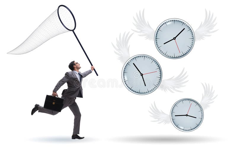 Deadline Concept with Businessman Catching Clocks Stock Image - Image ...