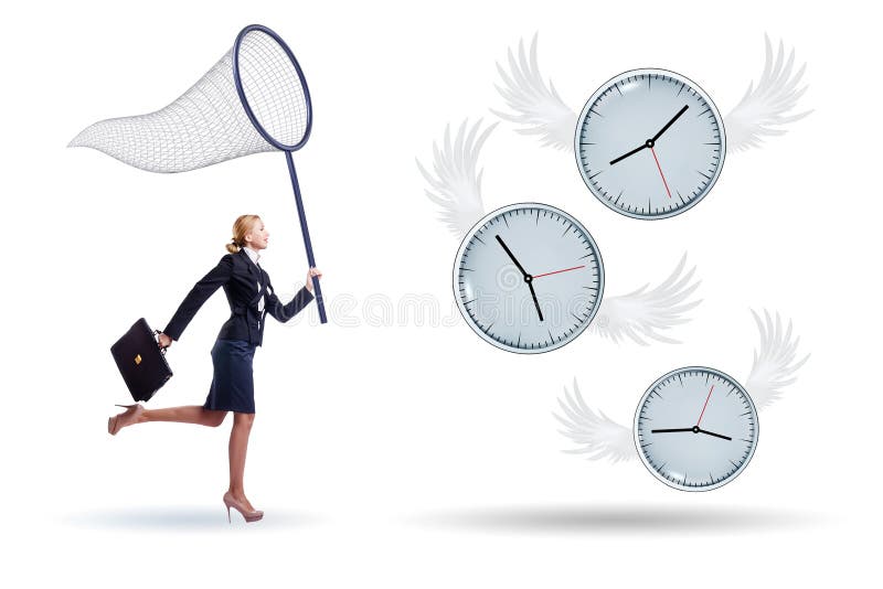 Deadline Concept with Businesswoman Catching Clocks Stock Image - Image ...