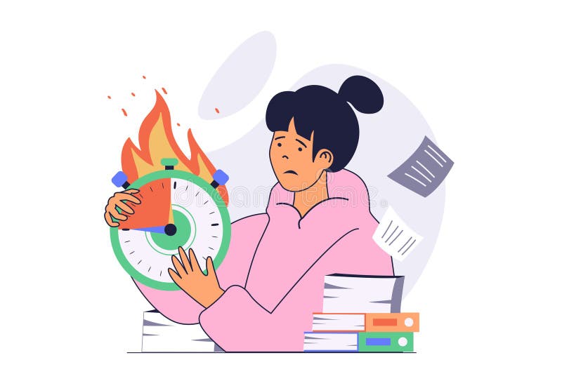Deadline Concept with Cartoon People in Flat Design for Web. Woman ...