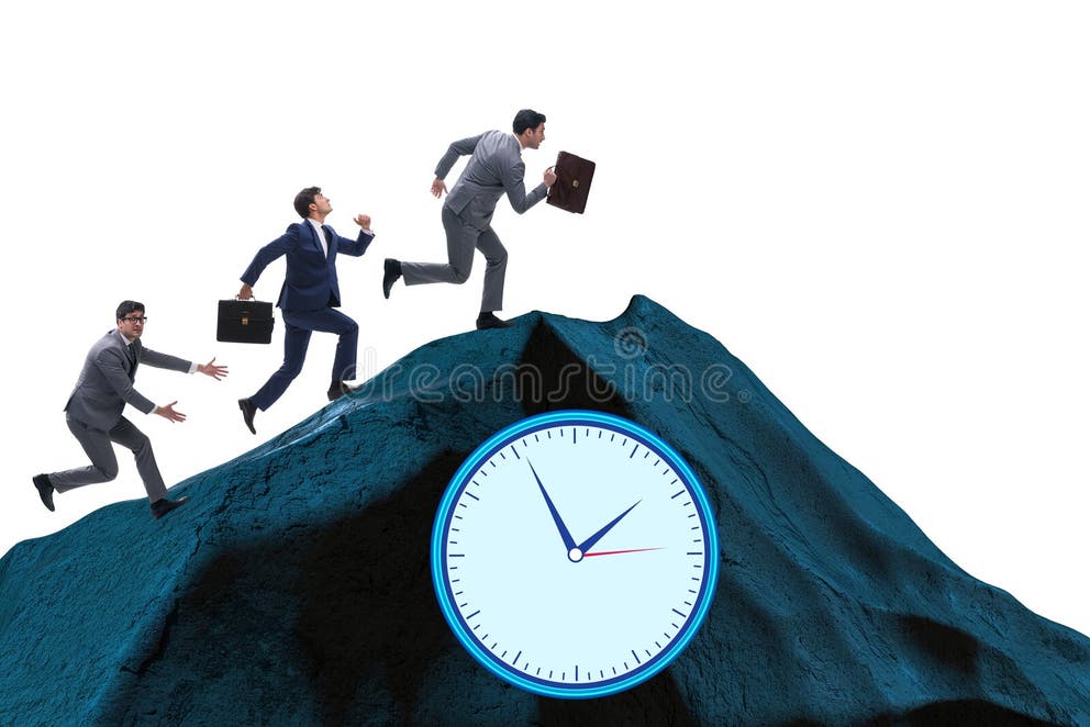 Deadline Concept with Clock and Mountain Stock Photo - Image of ...