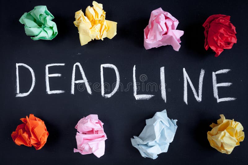 Deadline Concept on Dark Background Top View Stock Photo - Image of ...
