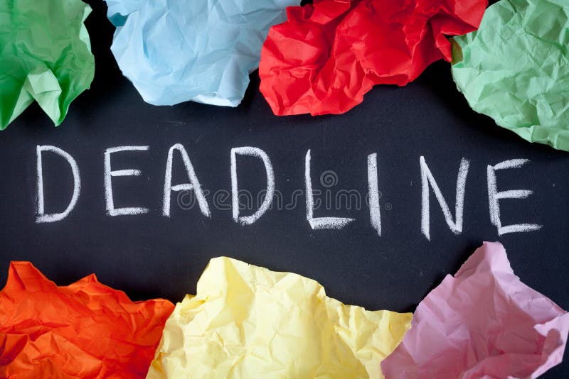 Deadline Concept on Dark Background Top View Stock Photo - Image of ...