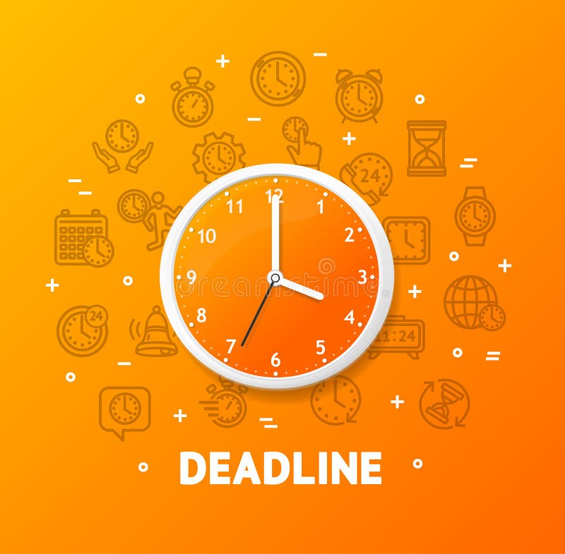 Deadline Concept with Realistic Detailed 3d Wall Clock. Vector Stock ...
