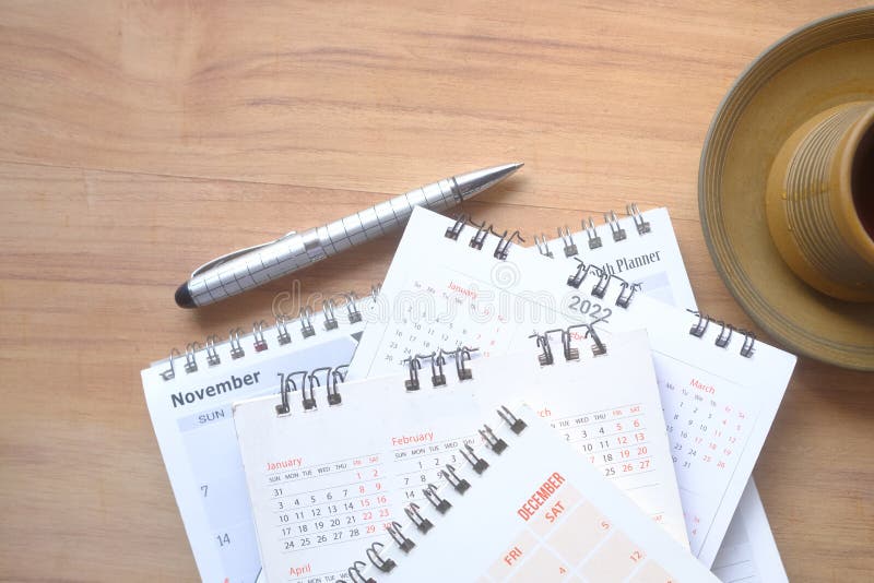 Tack of Calendar and Cup of Tea on Table Stock Image - Image of event ...