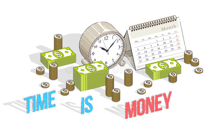 Deadline Concept, Table Clock and Calendar with Cash Money Stack Stock ...