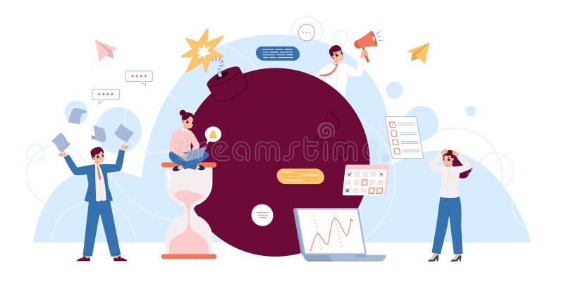 Deadline Concept. Time Management and Office Characters. Stressful ...