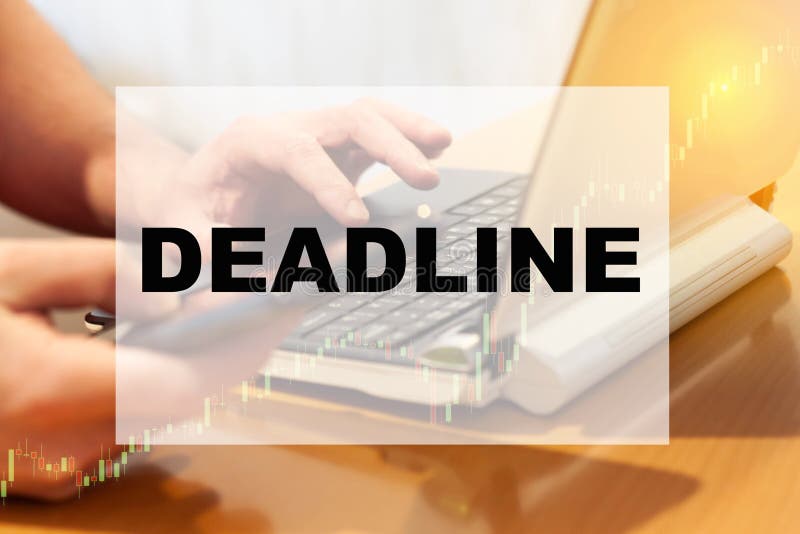 DEADLINE Framed Against the Background of a Remote Employee Stock Image ...