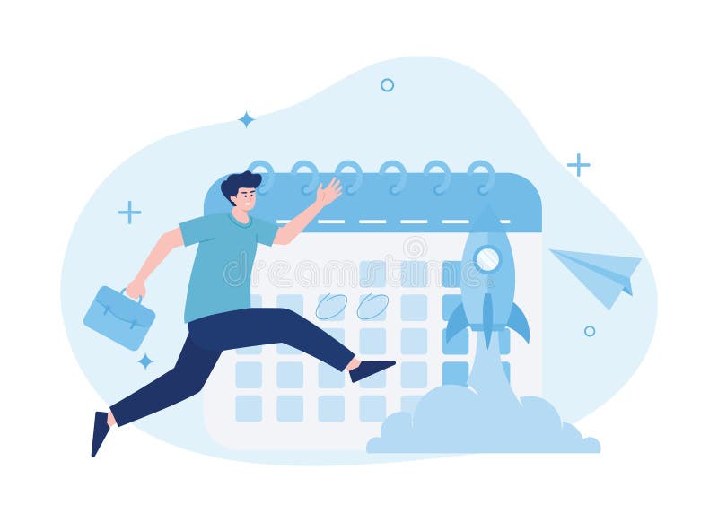 Deadline Launching Concept Flat Illustration Stock Vector ...