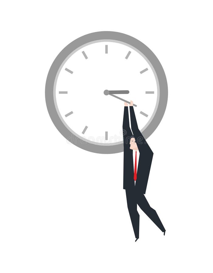 Deadline Managers Hang on Clock Hand. Concept of Stop Time To Solve ...