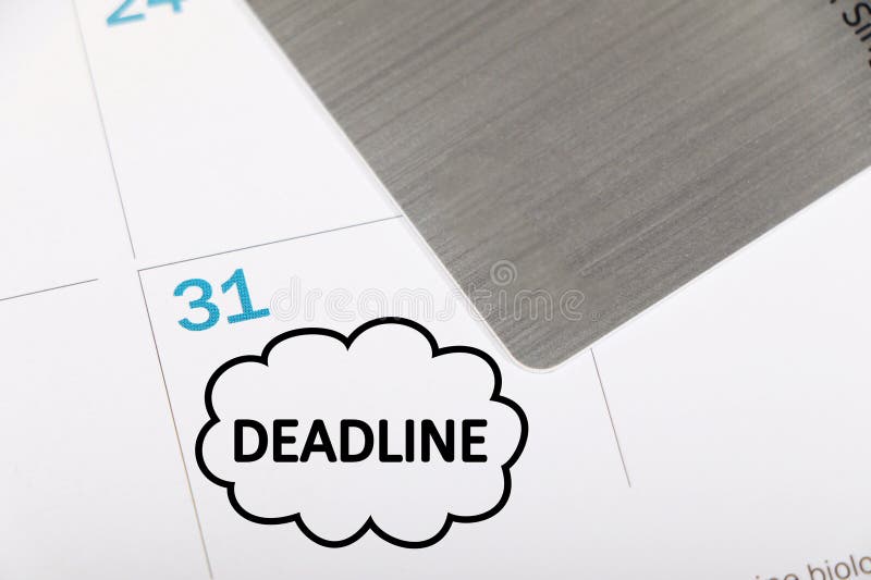 Deadline mark on calendar. stock photo. Image of alphabets - 281503674