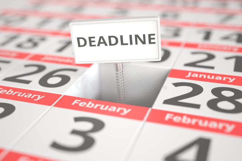 DEADLINE Notice on January 27 in a Calendar, 3d Rendering Stock ...