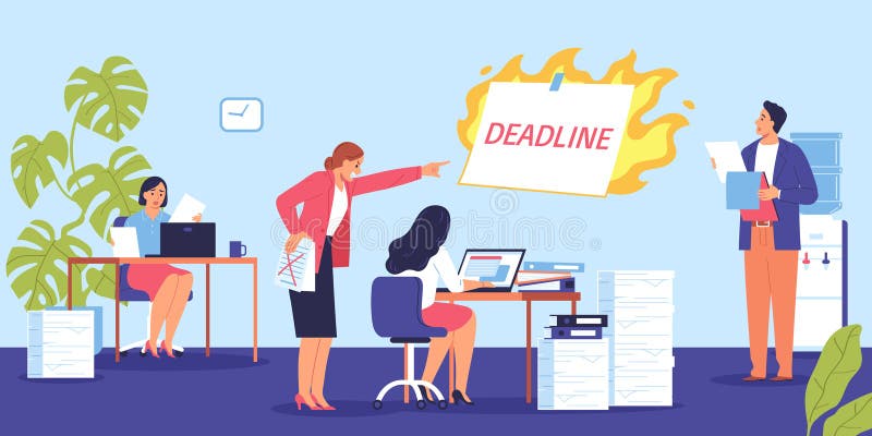 Deadline Office Procrastination Composition Stock Vector - Illustration ...