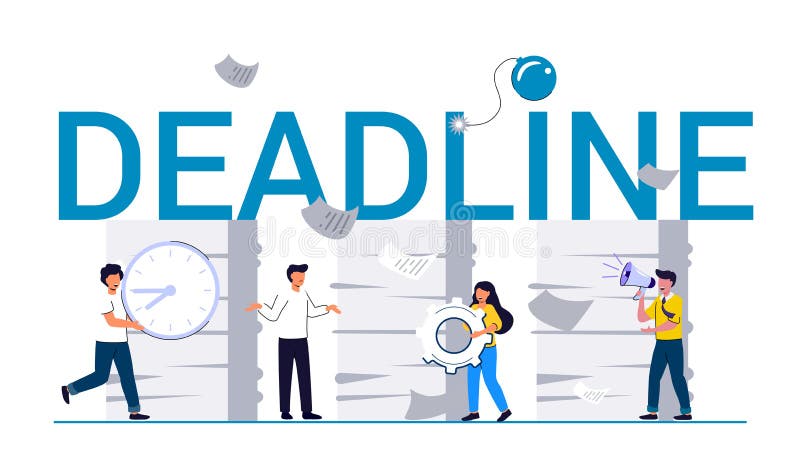 Deadline Office Work. Unorganised Rushing Office Characters, Fail Time ...