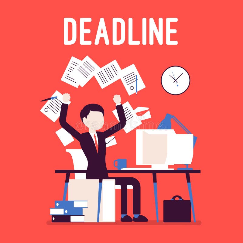 Deadline in paper work stock vector. Illustration of businessman ...