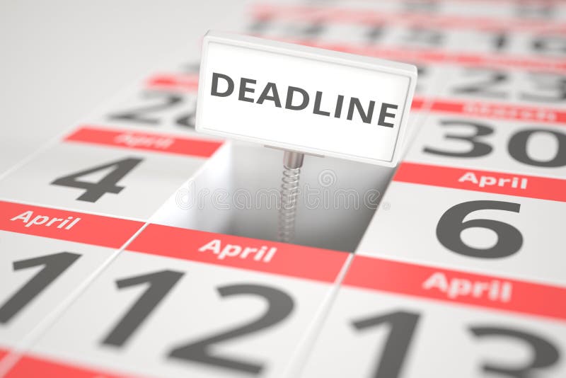 DEADLINE Plate on April 5 in a Calendar, 3d Rendering Stock ...