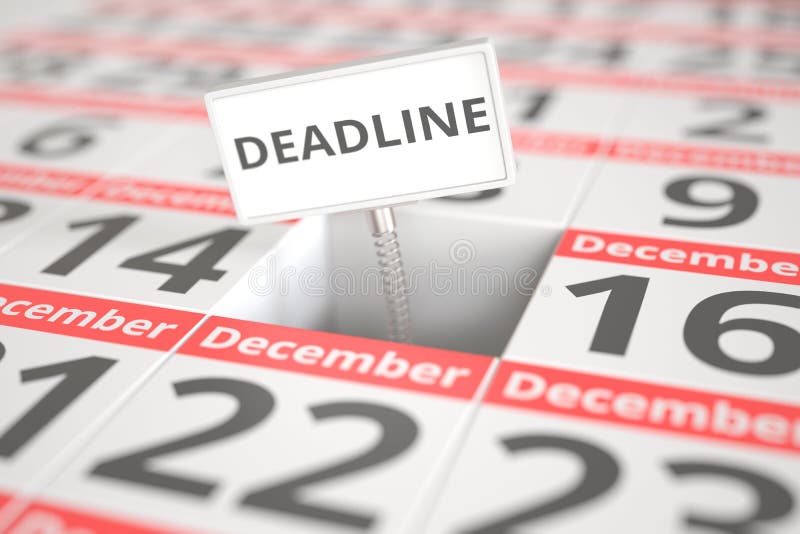 DEADLINE Plate on December 15 in a Calendar, 3d Rendering Stock ...