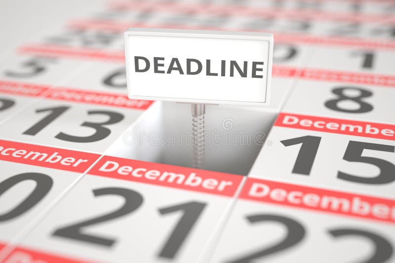 DEADLINE Plate on December 14 in a Calendar, 3d Rendering Stock ...