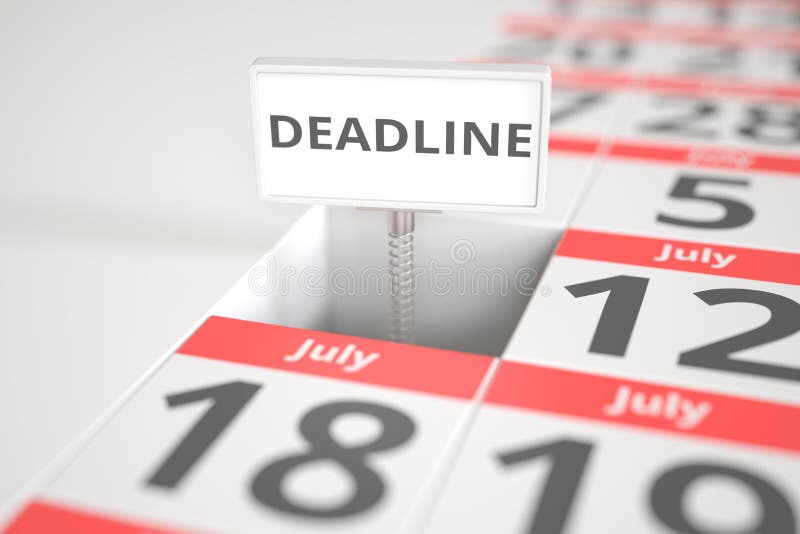 DEADLINE Plate on July 11 in a Calendar, 3d Rendering Stock ...