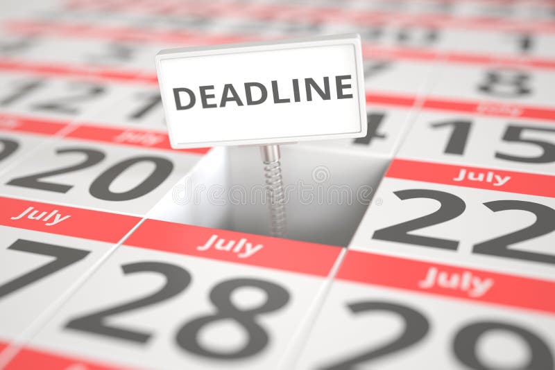 DEADLINE Plate on July 21 in a Calendar, 3d Rendering Stock ...
