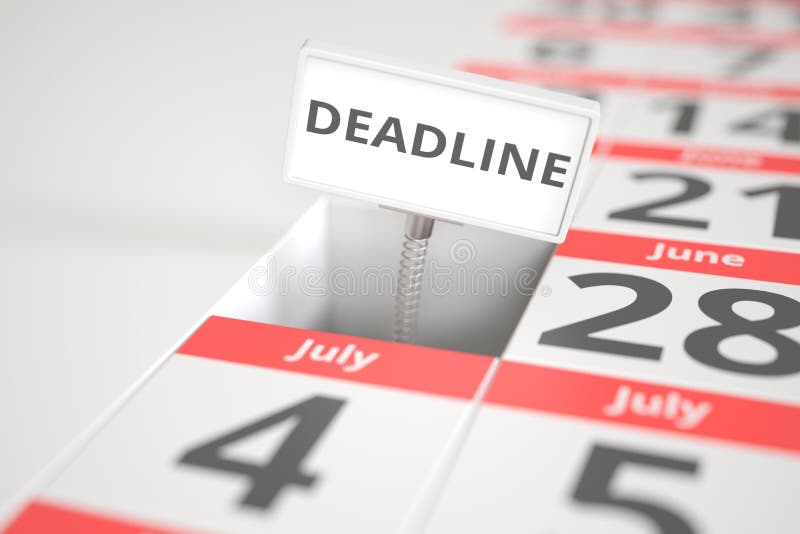 DEADLINE Plate on June 27 in a Calendar, 3d Rendering Stock ...