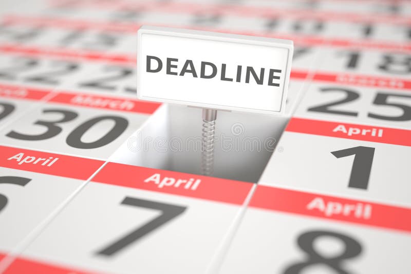 DEADLINE Plate on March 31 in a Calendar, 3d Rendering Stock ...