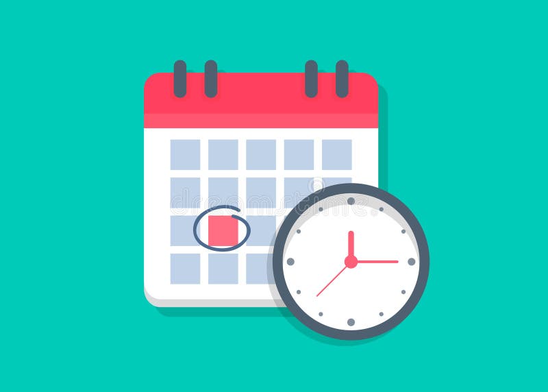 Deadline Reminder Calendar with Clock in a Flat Design Stock Vector ...