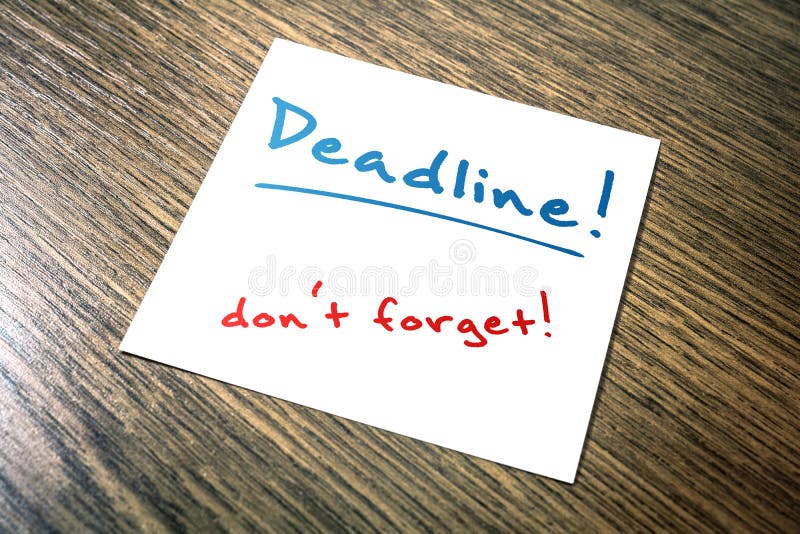 Deadline Reminder on Paper Lying on Wooden Cupboard Stock Image - Image ...