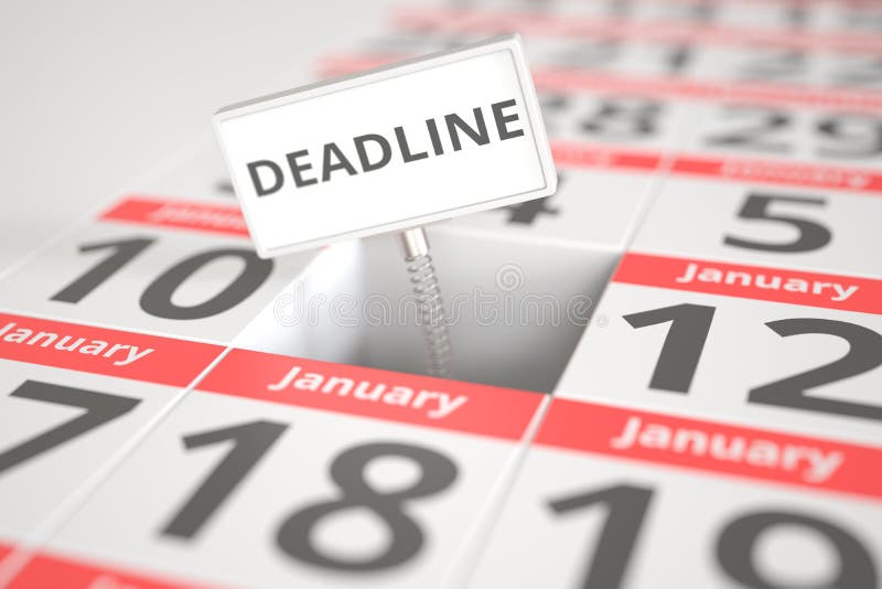 DEADLINE Sign on January 11 in a Calendar, 3d Rendering Stock ...