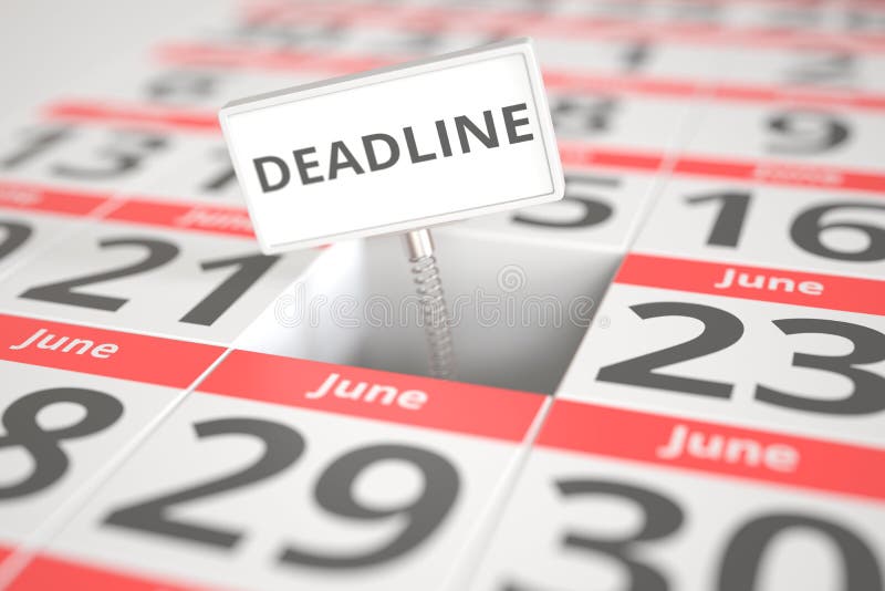 DEADLINE Sign on June 22 in a Calendar, 3d Rendering Stock Illustration ...
