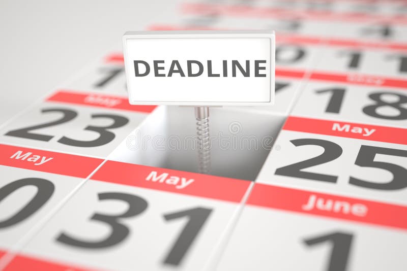 DEADLINE Sign on May 24 in a Calendar, 3d Rendering Stock Illustration ...