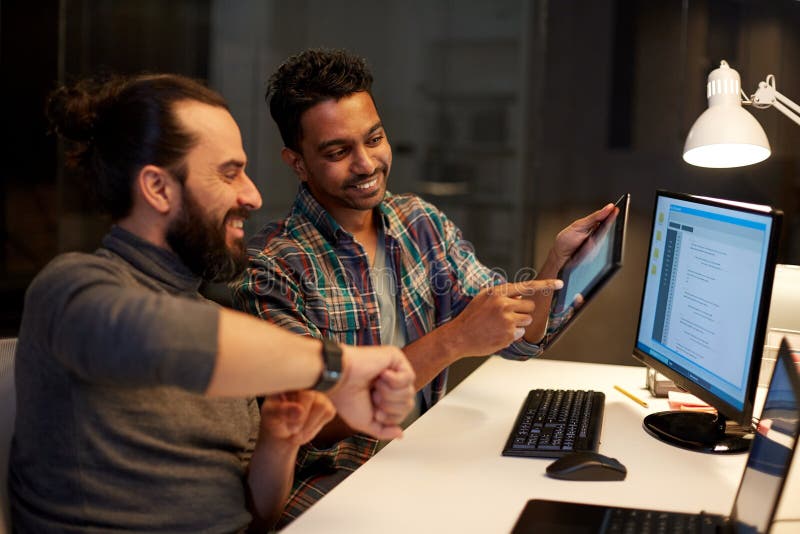 Creative Team with Tablet Pc Working at Office Stock Photo - Image of ...