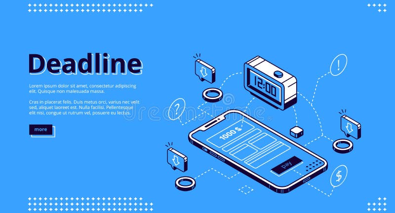 Deadline, Time Management Isometric Landing Page Stock Vector ...