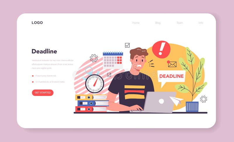 Deadline Web Banner or Landing Page. Idea of Many Work and Few Time ...