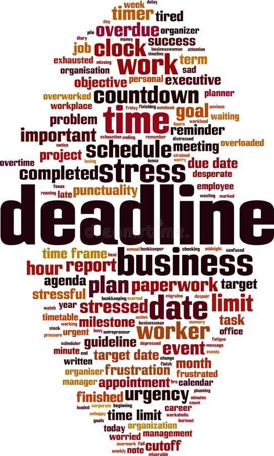 Deadline word cloud stock vector. Illustration of reminder - 192961616