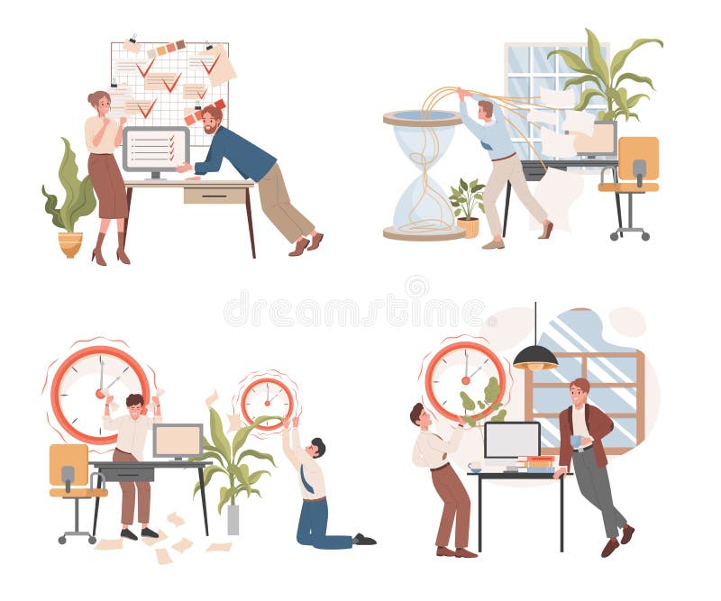 Deadline and Workflow Organization Vector Flat Illustration ...