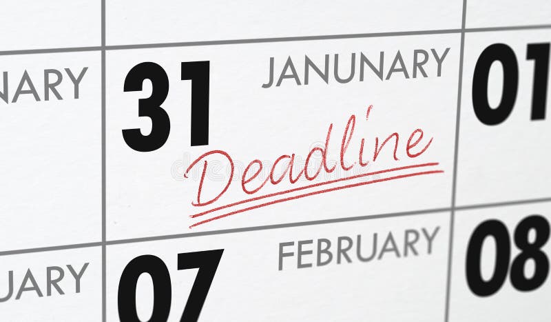 Deadline Written on a Calendar - January 31 Stock Photo - Image of ...