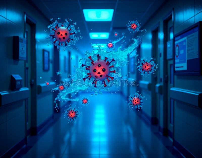 Deadly Airborne Virus Particles. Conceptual Illustration of Pathogens ...