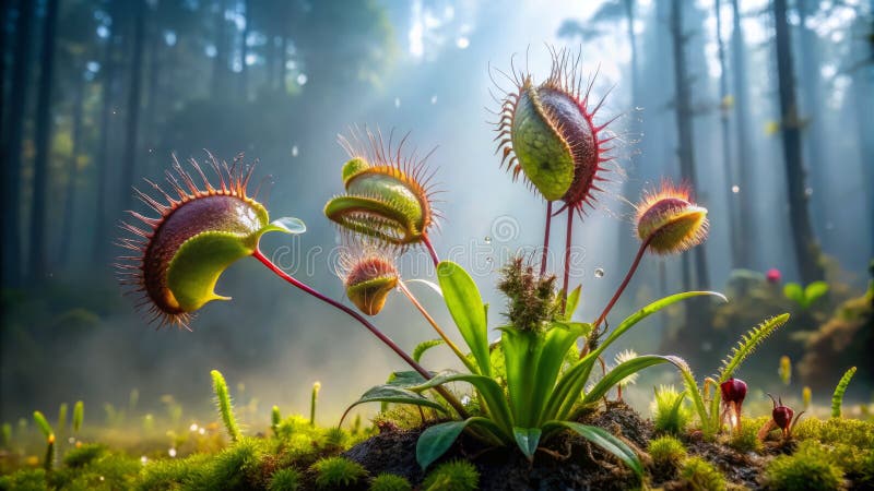 Deadly Beauty Venus Flytrap Snaps Shut on Tiny Prey in Misty Forest ...
