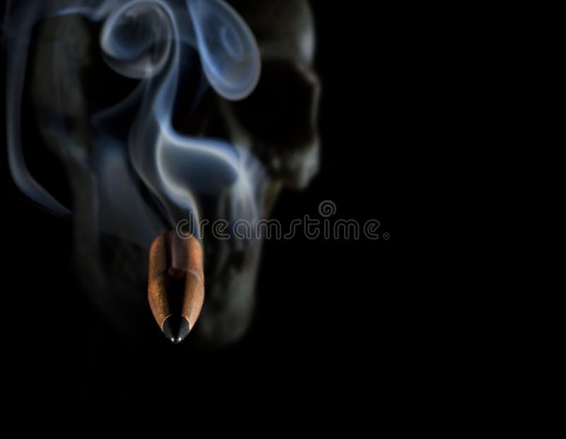 Deadly Bullet Flying from a Human Skull Stock Photo - Image of deadly ...